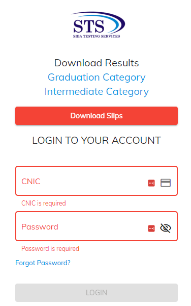 STS Portal Login Create New Account SIBA Testing Service